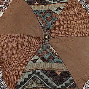 Paseo Road by HiEnd Accents | Del Rio 5 Piece Comforter Set, Super King Size, Blue and Brown Faux Leather, Southwestern Luxury Bedding Set, 1 Comforter, 1 Bed Skirt, 2 Pillow Shams, 1 Accent Pillow