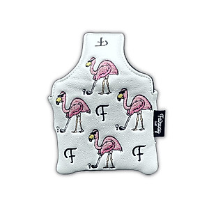 Fairway Golf | Mallet Putter Cover | Premium Putter Headcover Protector with Strong Velcro Closure | Fits Scotty Cameron Taylormade Odyssey etc. | Flamingo | White