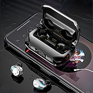 M41 Mechanical Technology Wireless Bluetooth Headset, Noise Reduction, Low Delay, Long Battery Life, Binaural Waterproof Stereo Headphones in Ear Built in Mic, for Sport (Black)