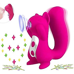 Squirrel Sucking Vibrator Adult Toy for Couples Sexual Pleasure, Clitoral Suction Cup Vibrating Dildo Sex Toy Vibrator for Women, Rechargeable Silent Vibrator with 10 Sucking and Thrusting Modes