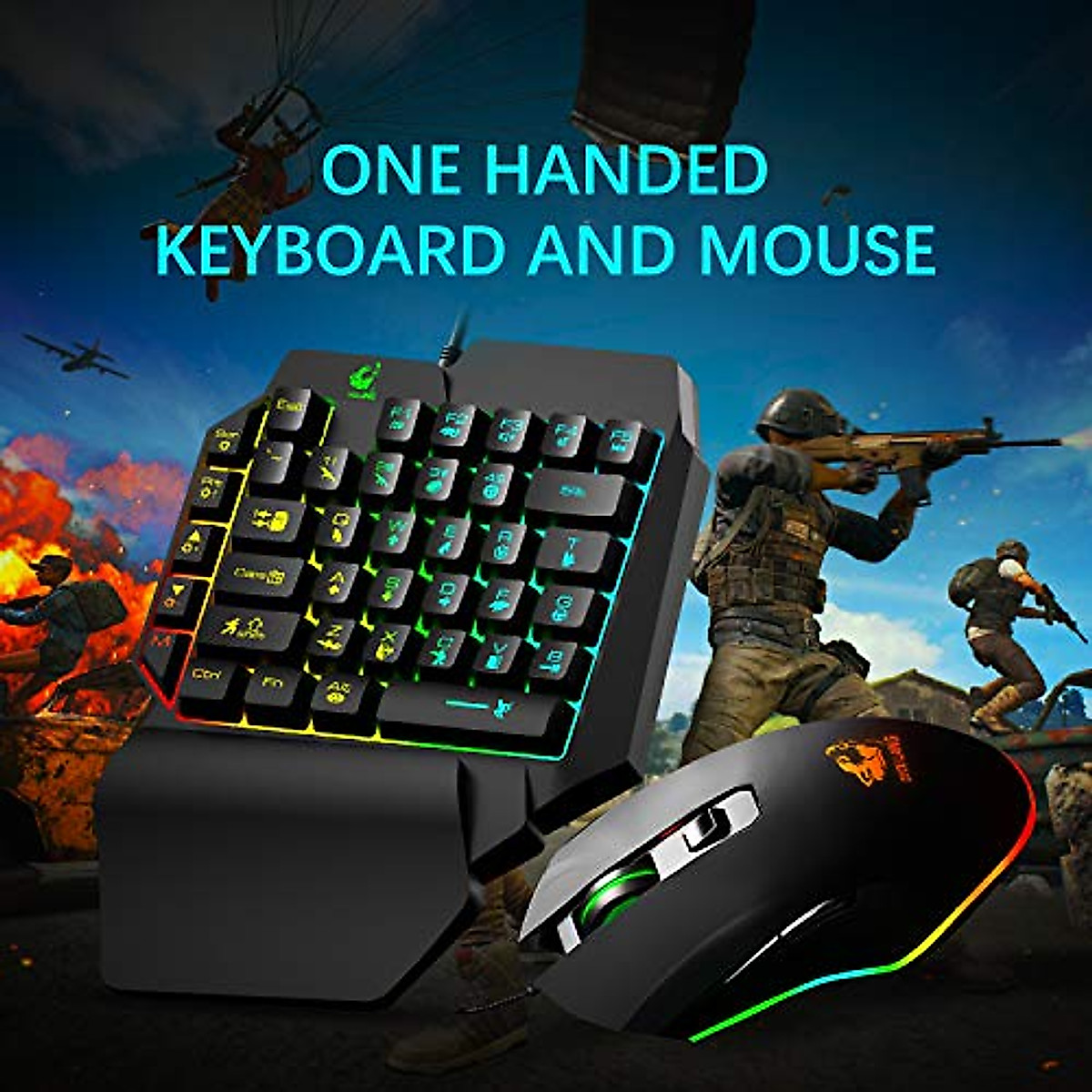 Gaming Keyboard and Mouse Combo, Wired 39 Keys Mechanical Feeling Rainbow LED Backlit Keyboard and RGB Gaming Mouse and LED Backlit Converter Compatible with PS4/Xbox One/Nintendo Switch/PS3 /PC