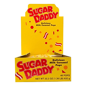 Sugar Daddies Milk Caramel Pops, 48-Count 0.47 oz. Pops – Long Lasting Caramel Lollipops with Pop-Up Display Box for Office, Classroom, Holidays (1.39 lb.)