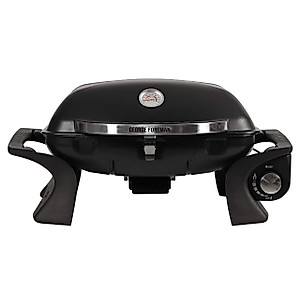 George Foreman Portable Gas BBQ with Integrated Thermostat, Black, Lightweight & Compact, Steel Body & Automatic Ignition, Gas Barbecue, GFSBBQ1