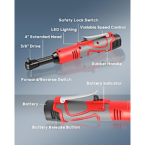 GCCSJ 3/8" Cordless Ratchet Wrench, 18V Cordless Ratchet Wrench, Electric Wrenches 45 FT-lbs 400RPM Electric Ratchet Wrench Set with 2 PCS 2000 Ah Lithium-Ion Battery, 7 Sockets and Charger
