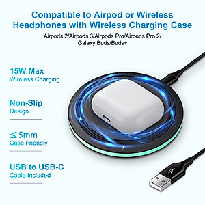 Pixel 7a Wireless Charger for Google Pixel 8 7 7 Pro 7 6 6 Pro 5,15W Wireless Charging Pad Samsung Phone Charger Station for Galaxy S24 Ultra S23 FE Ultra S23 S22 S20 Z Flip 5 Z Fold 5,iPhone 15 14 13
