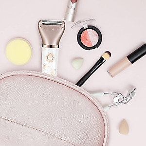 Electric Razor for Women, Laintene 2 in 1 Wet & Dry Hair Removal Trimmer, Waterproof Body Hair Groomers Lady Shaver for Legs, Underarms, Armpit, Face (Rose Gold)