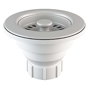 Lexicon Quartz Kitchen Sink Strainer with White Finish, Fits 3.5 Inch Drain Hole LG-SB-W