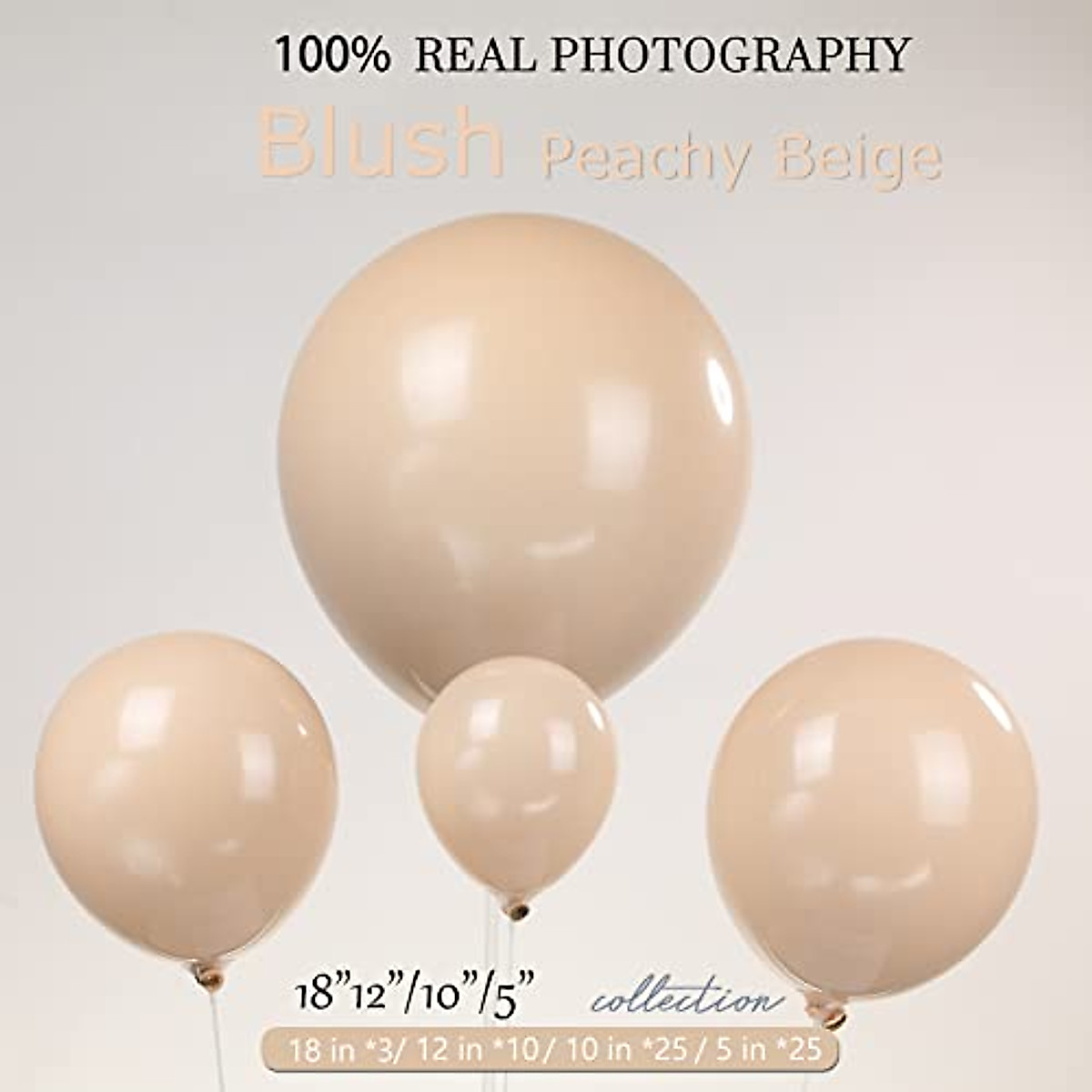 Kozee Double-Stuffed Nude Blush Balloons Different sizes 63 PACK 18+12+10+5 inch Peachy beige Balloon Garland kit For Wedding Birthday baby shower anniversary decorations