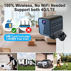 No WiFi Security Camera, Cellular Security Camera, SIM Card Included, Not Support WiFi, Radar Motion Sensor, FHD 4G Car Security Camera, 20-Day Standby Battery Life, Portable Cellular Trail Cameras