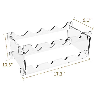 8 Bottle Wine Rack Countertop Free Standing Floor Stackable Modular Countertop Small Wine Holder 2-Tier Display Wine Storage Shelves Transparent Acrylic Wine Bottle Holder for Kitchen Bar Cabinets