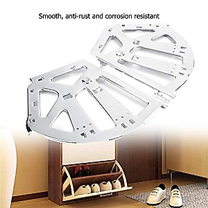 Shoes Cabinet Hinge,2Pcs Stainless Steel Shoes Drawer Hinges Shoe Rack Flip Frame Turing Rack Replacement Fittings for Shoes Storage and Arrangement (3 Layers)