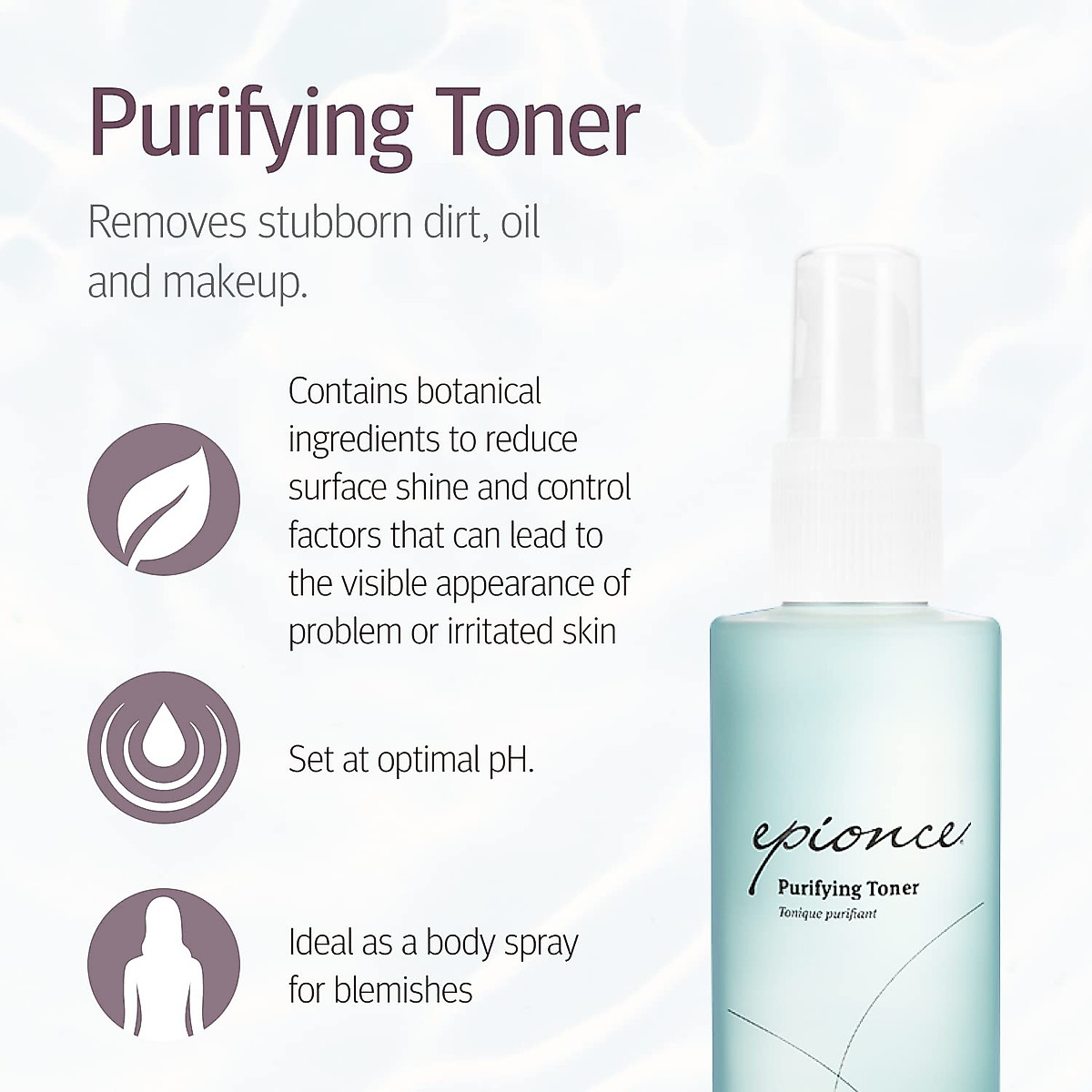 Epionce Purifying Toner - Facial & Body Toner for Problem Skin, Cleanses Dirt, Oil & Makeup with Willow Bark, Cucumber & Menthol, Dermatologist Skincare