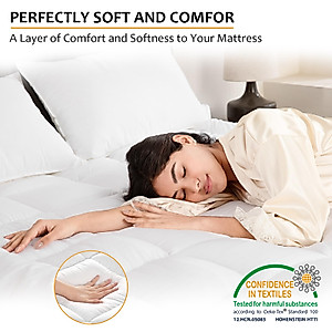 King Size Mattress Topper, Extra Thick Pillowtop, Cooling Plush Mattress Pad Cover for Back Pain Relief, Soft Down Alternative Fill Mattress Protector(76x80 Inches)