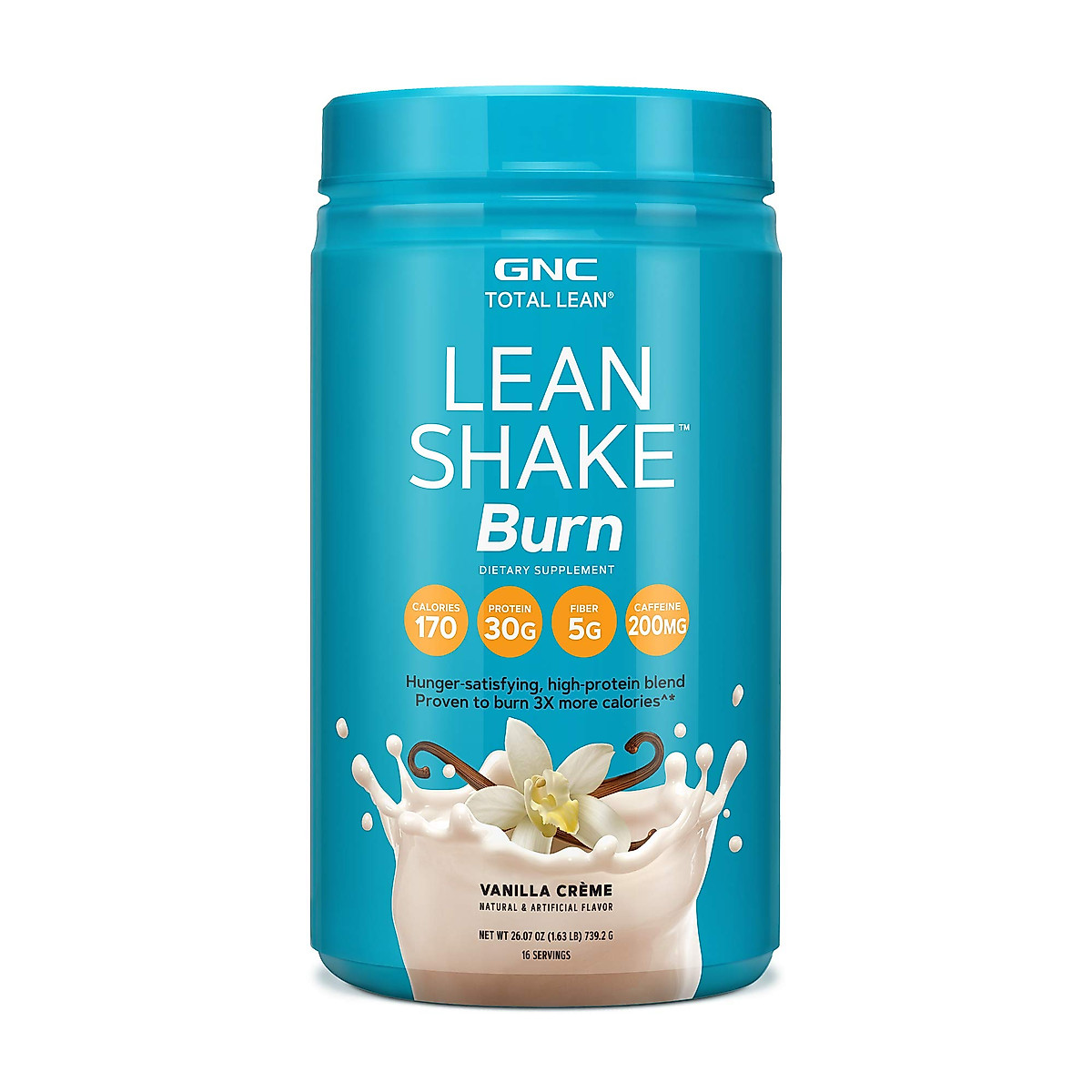 GNC Total Lean Shake Burn Protein Powder | Hunger Satisfying, Proven to Burn 3X More Calories | Vanilla | 16 Servings