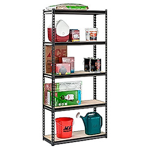 Edsal UR341472BLK Steel Storage Rack, 5 Adjustable Shelves, 3200 lb. Capacity, 72" Height x 34" Width x 14" Depth, Black