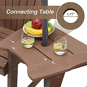 Psilvam Tall Adirondack Chair Set of 2, Poly Lumber Outdoor Bar Stools with Connecting Tray, 350Lbs Support Patio Chairs for Balcony, Deck, Weather Resistant Outdoor Patio Furniture Sets (Brown)