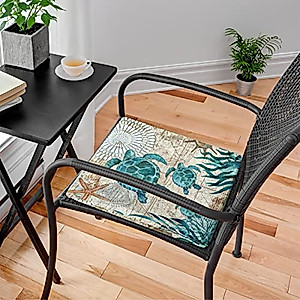 Watercolor Turtle Sea Ocean Seat Cushion, Memory Foam Chair Cushion 16x16inch with Washable Cover Soft Indoor Seat Cushions Pillow Square Chair Pad for Dining Office Chair, Car, Patio
