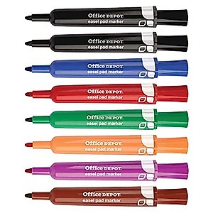 Office Depot(R) Easel Pad Markers, 100% Recycled, Assorted, Pack Of 8, FC102607