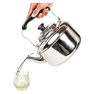 XENITE Classic Kettle Stove Top Whistling Kettle Stainless Steel Teapot Camping Kettles for Boiling Water Stovetop Whistling with Ergonomic Handle Camping Kettle Teapots (Color : Silver, Size : 10L