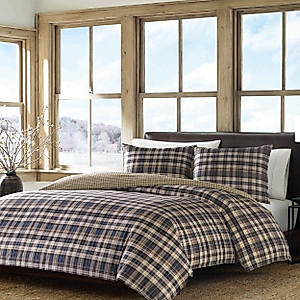 Eddie Bauer - King Duvet Cover Set, Reversible Bedding with Matching Shams, Plaid Home Decor for All Seasons (Port Gamble Blue, King)