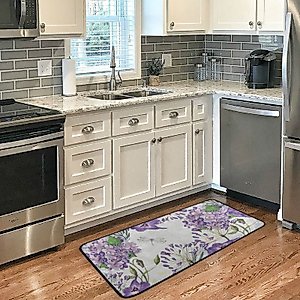 Christmas Kitchen Rugs Purple Hydrangea Lavender Non Slip Soft Kitchen Mats Floor Anti Fatigue Bath Rug Runner Doormats Carpet for Xmas Home Decor 39" X 20"