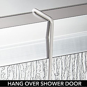 mDesign Steel Over the Door Shower Caddy - Hanging Shower Organizer Rack w/ 4 Baskets, 2 Hooks - In-Shower Hanging Caddy for Bathroom - Over Door Shower Caddy Hanger - Klypon Collection - Matte White