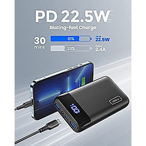 [2 Pack] INIU Portable Charger, 22.5W PD QC Fast Charging 20000mAh LED Display Power Bank External Battery Pack Compatible with iPhone 14 13 12 X Pro Max Samsung S21 Google LG AirPods iPad Tablet, etc