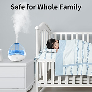 Humidifiers for Bedroom, Quiet Ultrasonic Cool Mist Humidifier, Desk Humidifiers with Removable Water Tank, Up To 24 Hours Humidifiers with Night Light for Home Baby Nursery and Plants