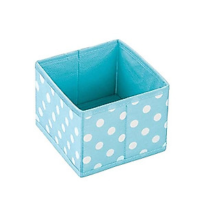 mDesign Soft Fabric Polka Dot Dresser Drawer and Closet Storage Organizer, Bin for Child/Kids Room, Nursery, Playroom, Bedroom, 12 Pack - Turquoise Blue/White