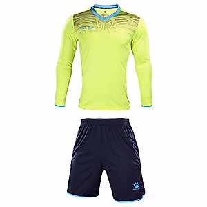 KELME Men Padded Goalkeeper Jersey and Shorts, Youth Soccer Goalie Shirt Long Sleeve, Adult Keeper Uniform Kit Yellow L