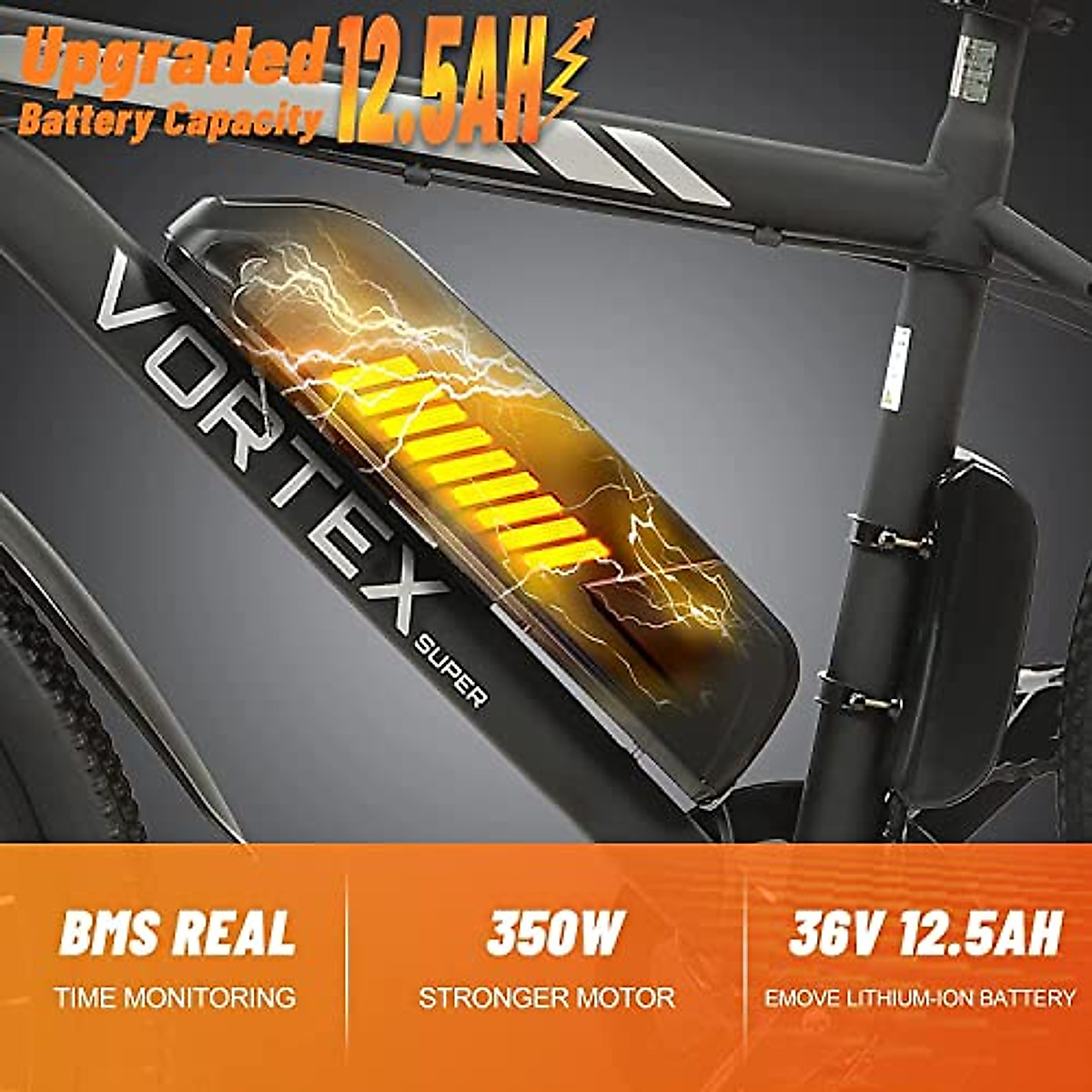 ECOTRIC 26" Electric Bike 350W Bruthless Motor 36V/12.5AH Removable Lithium Battery Powerful Electric City Bicycle Mountain Ebike Suspension Fork Throttle and Pedal Assist UL Certified