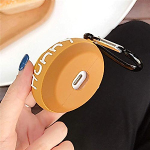 Rertnocnf Compatible with Earbuds Case Airpods 1 & 2, Cute Honey Pot Design Soft Silicone Creative Hunny Shockproof Wireless Earphone Protector Yellow