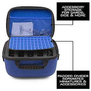 CASEMATIX Miniature Storage Hard Shell Figure Case - 30 Slot Figurine Minature Carrying Case with Adjustable Strap and Accessory Storage Compatible with Warhammer 40k, DnD and More!