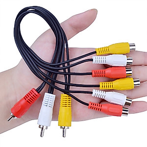 BronaGrand 3 RCA Male Jack to 6 RCA Female Plug Splitter Audio Video Av Adapter Cable 12inch