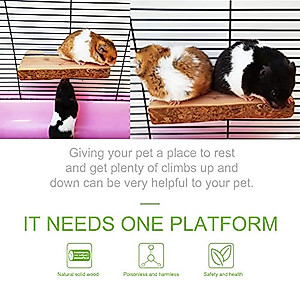 Chinchilla Wood Ledge 2Pcs Natural Wooden Shelf Standing Platform Chew Toys for Hamster Rat Guinea Pig Mouse Bird 2.6" x 5.9"