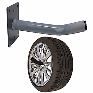 Heavy Duty Wall Tire Hanger 12" Universal Multi-Tools Storage Organizing Hooks with Protective Plastic Sleeve and Set of Screws and Anchors - Galvanized Steel Powder Coated Black - TWTH-12