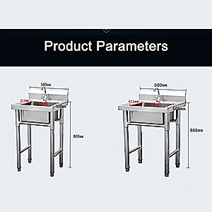 Commercial Restaurant Sink, Free Standing 201 Stainless Steel Commercial Sink with Faucet Utility Sink Outdoor Sink Single Bowl Laundry Utility Room Sinks for Indoor Bathroom Restaurant