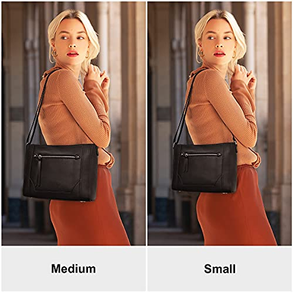 S-ZONE Medium Women Genuine Leather Crossbody Bags Cowhide Shoulder Handbag Ladies Purse