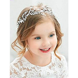Yean Babys Breath Hair Piece Wedding Hair Vine Silver Rhinestone Headband Bridal Branch Crystal Wreath Crown Bridal Flower Vine Accessories for Bride and Bridesmaid (Silver)