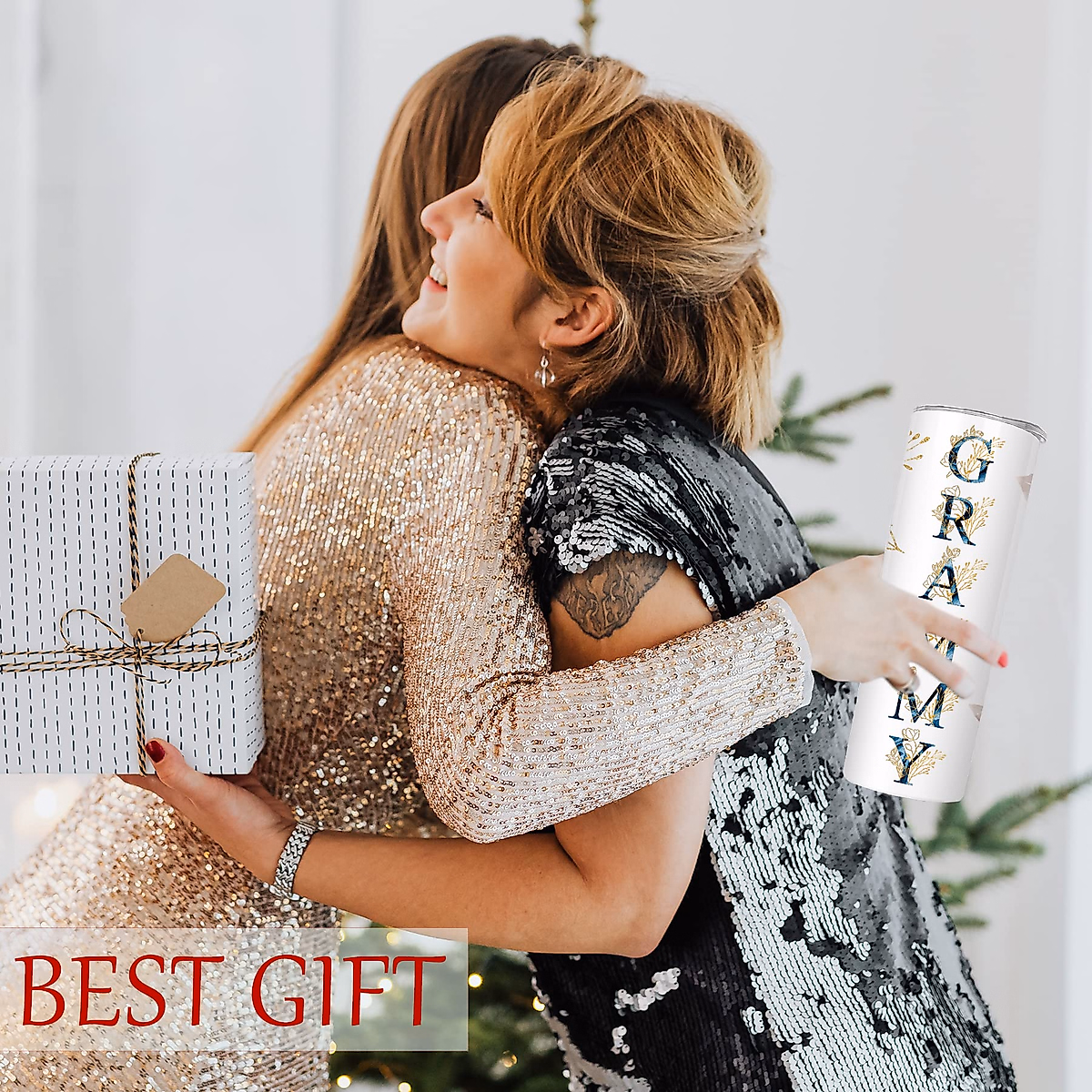 Gifts for Grammy Grandmother Birthday Mother's Day&Christmas Gift from grandson,granddaughter - Stainless Steel Insulated Tumbler Coffee Travel Mug, Reusable Cup With Straw Leakproof Flip Present