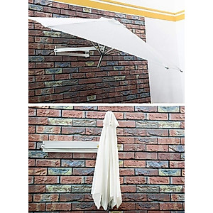 TEmkin Wall Mount Patio Umbrellas Parasol Outdoor Garden Balcony Sun Shade Umbrellas, Aluminium Pole, 8ft / 250cm (White) (White)