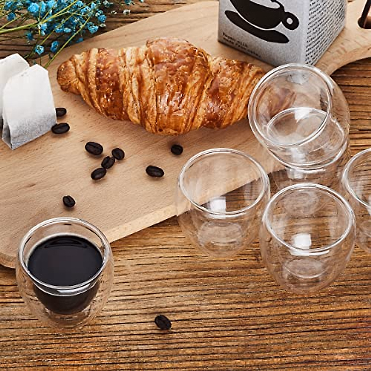 triaqua Espresso Cups, 2.8oz, Set of 2, Double Walled Glasses, Insulated Borosilicate Tea Cups