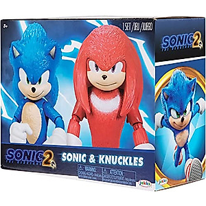 Sonic the Hedgehog Sonic 2 Movie 4" Action Figure 2 Pack - Sonic & Knuckles , Red