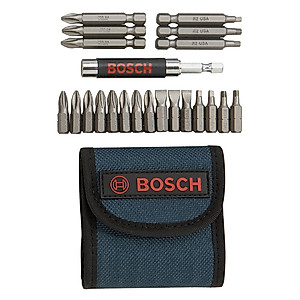 BOSCH T4021 21-Piece Assorted Set Screwdriver Bits with Included Pouch, Universal 1/4 In. Hex Shank Ideal for Use with Drills, Hammer Drill/Drivers