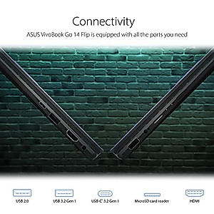 ASUS VivoBook Go 14 Flip Thin and Light 2-in-1 Laptop, 14 inch HD Touch, Intel Celeron N4500 CPU, UHD Graphics, 4GB RAM, 64GB eMMC, NumberPad, Windows 11 Home in S Mode, Quiet Blue, J1400KA-DS02T