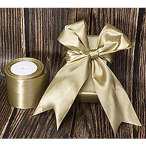 ATRBB 25 Yards 3 Inches Wide Satin Ribbon Perfect for Wedding Satin Chair Sash and Gift Wrapping (Old Gold)