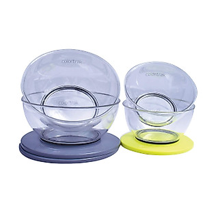 Colortrak Ambassador Collection Bowls, Crystal Clear for Easy Color Spotting, Thick Material for Durability, Lids for Color Preservation, Easy to Clean, Two Standard and Two Extra Large Bowls Included