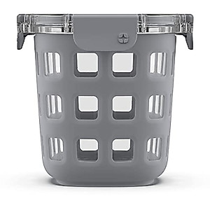 Ello DuraGlass Rounds Glass Food Storage Containers - Meal Prep Bowls with Silicone Sleeve and Airtight Lids, 3 Cup, Gray