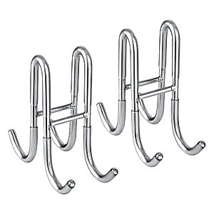 PEUTIER 2pcs Shower Glass Door Hooks, 304 Stainless Steel Over Shower Door Hooks Double Sided Usable Shower Towel Hooks Drilling-Free Towels Hanger for Bathroom (Silver)