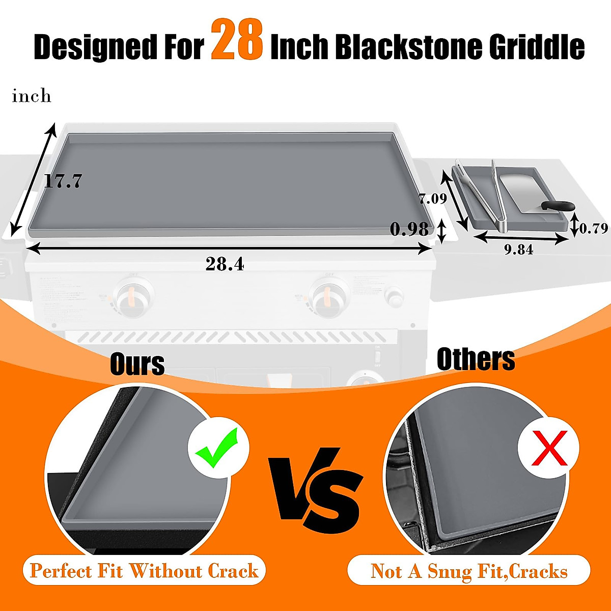 GRILL FORCE Silicone Griddle Mat with Spatula Mat for Blackstone 28 Inch Griddle Food Grade Silicone Mat Protective Mat Cover Griddle Buddy Mat Keep Flat Top Clean,Protect Griddle from Insect,Rust
